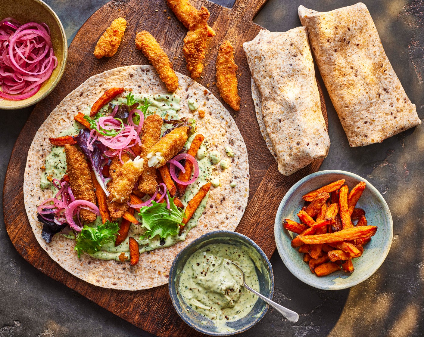 Fish Goujon and Sweet Potato Wraps | Recipes | M&S Recipe | M&S