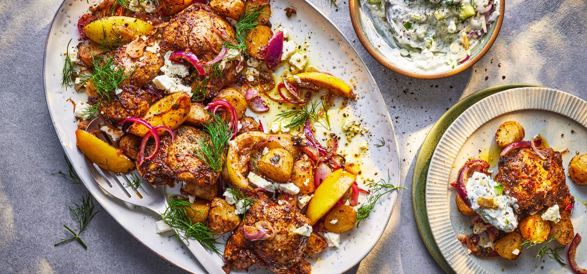 Greek Lemon Chicken and Potato Barbecue Platter | Recipes | M&S Recipe ...