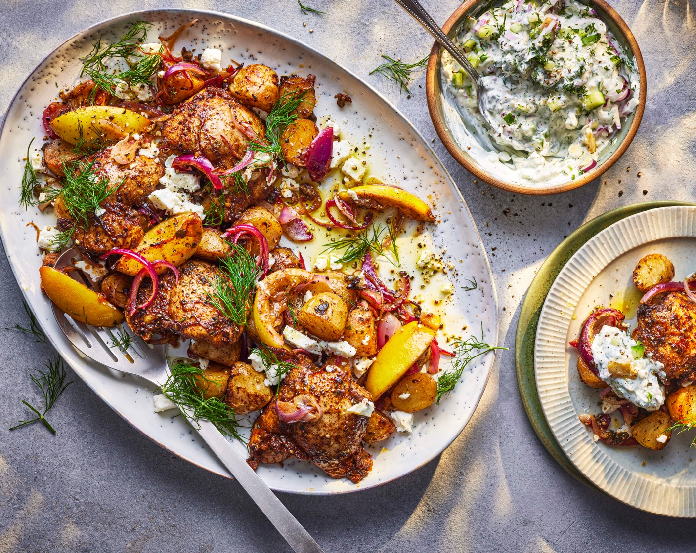Greek Lemon Chicken and Potato Barbecue Platter | Recipes | M&S Recipe ...