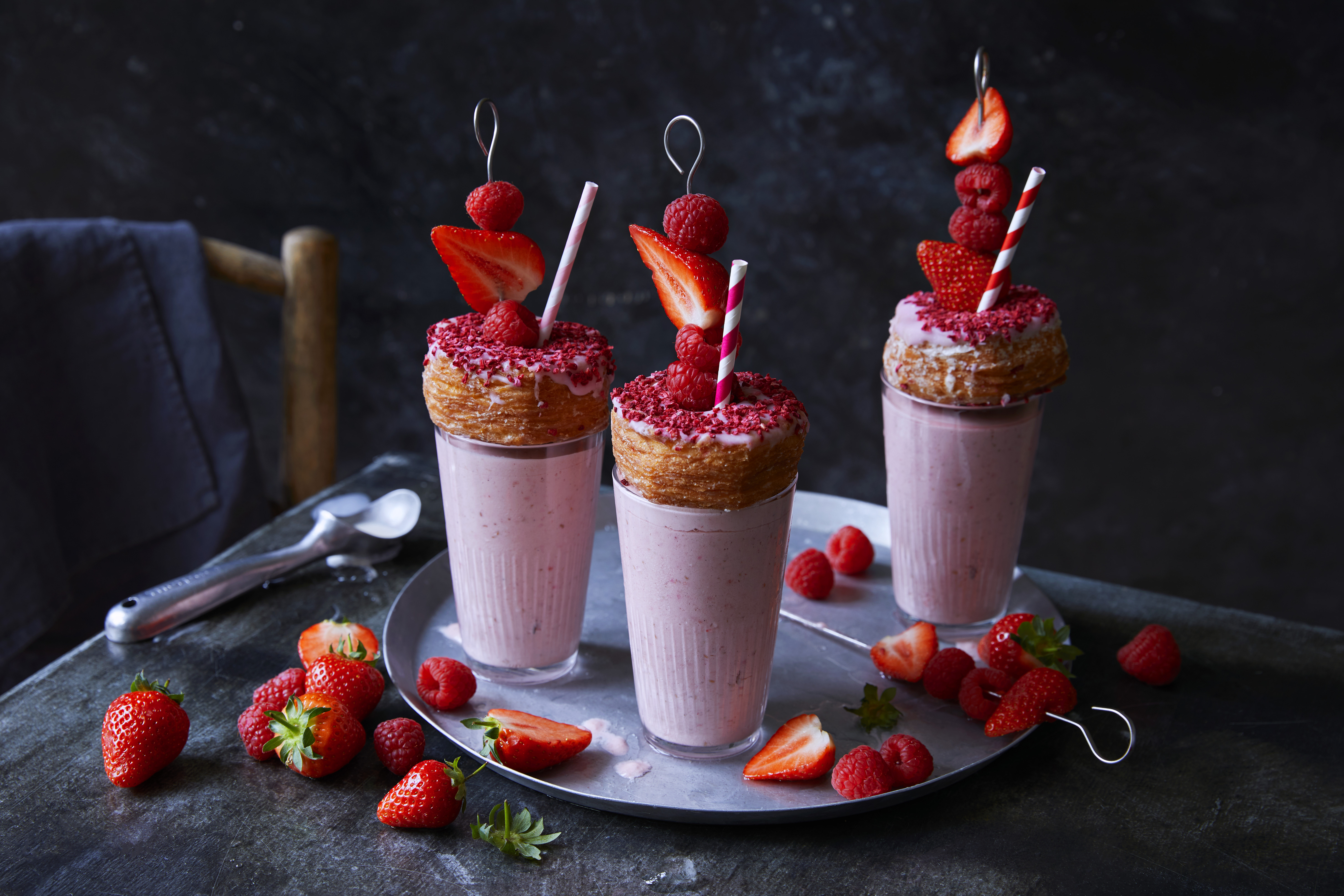 Summer berry ice cream milkshake