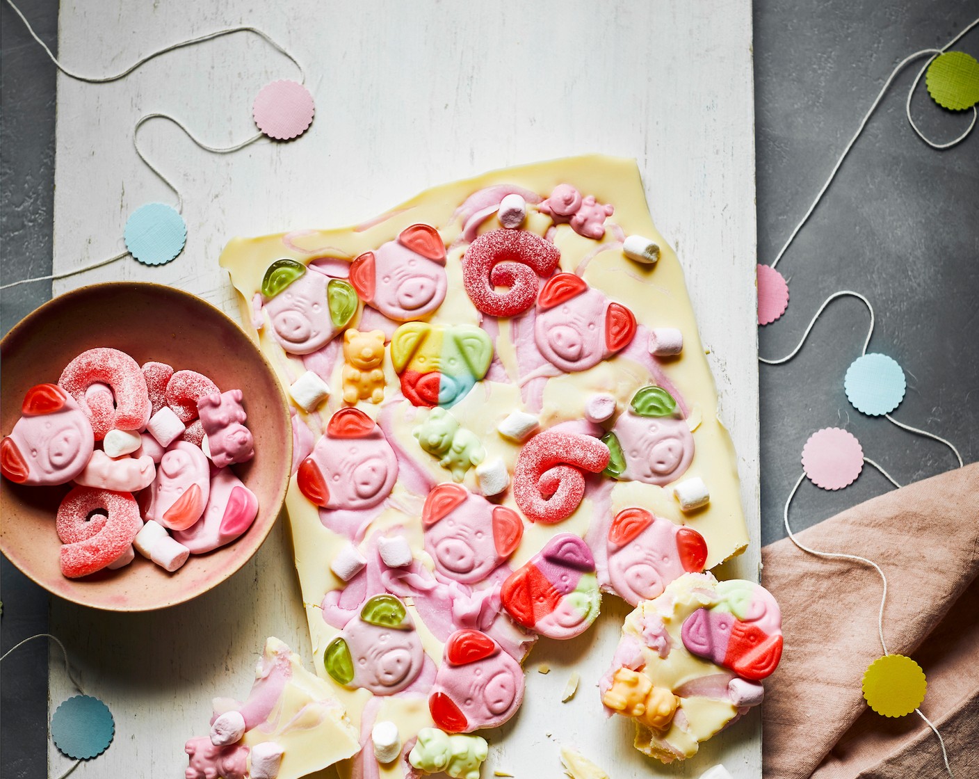 Percy Pig chocolate bark Recipe | M&S