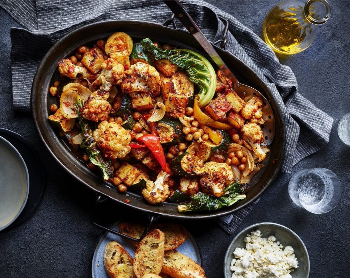 One-tray spiced veggie and chickpea bake Recipe | M&S