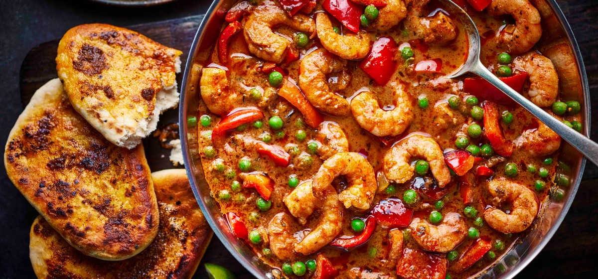Prawn Tikka Masala Curry with Chilli Naans | Recipes | M&S Recipe | M&S