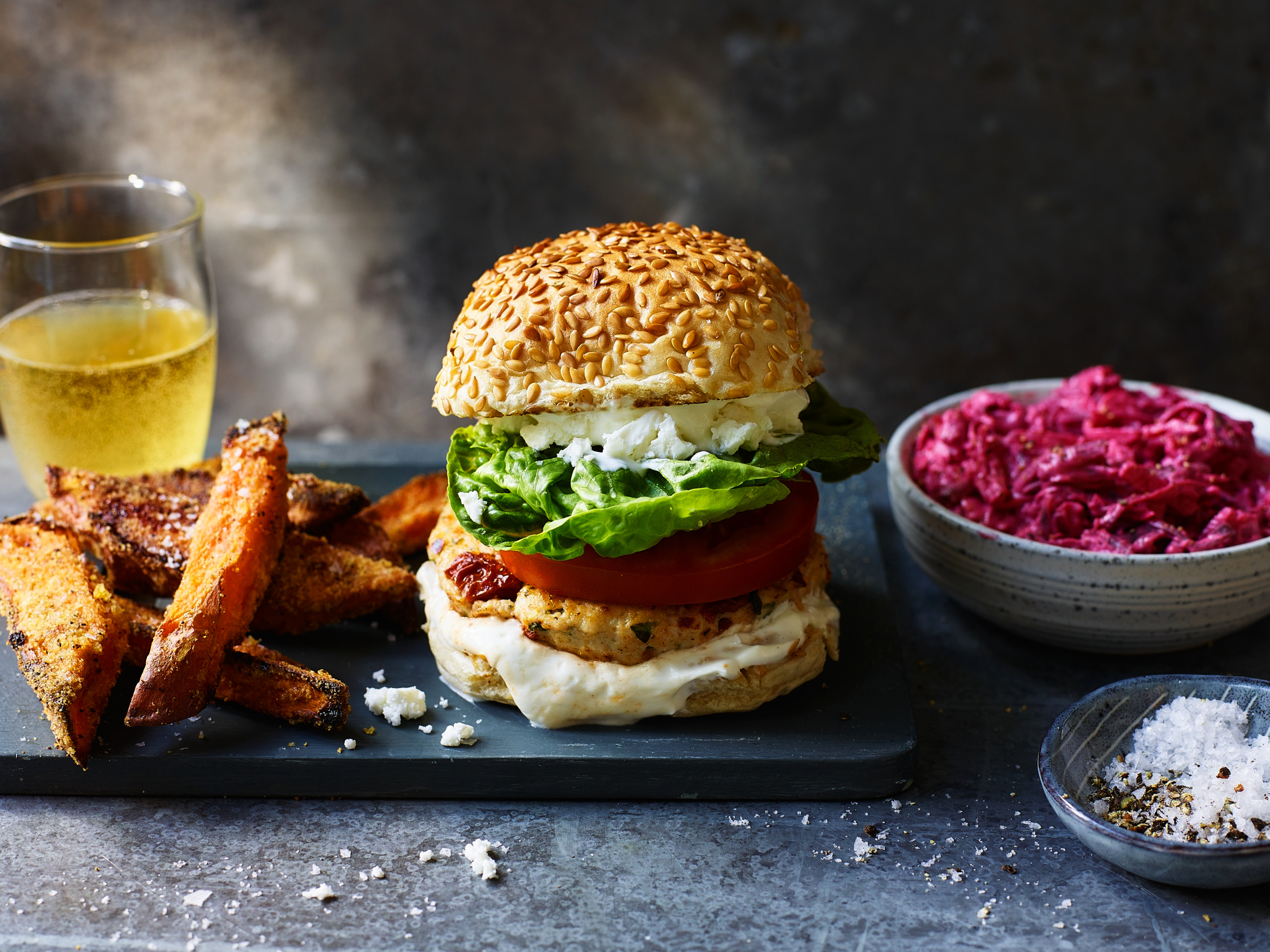 Chicken Burgers with Sweet Potato Wedges | Recipes | M&S Recipe | M&S