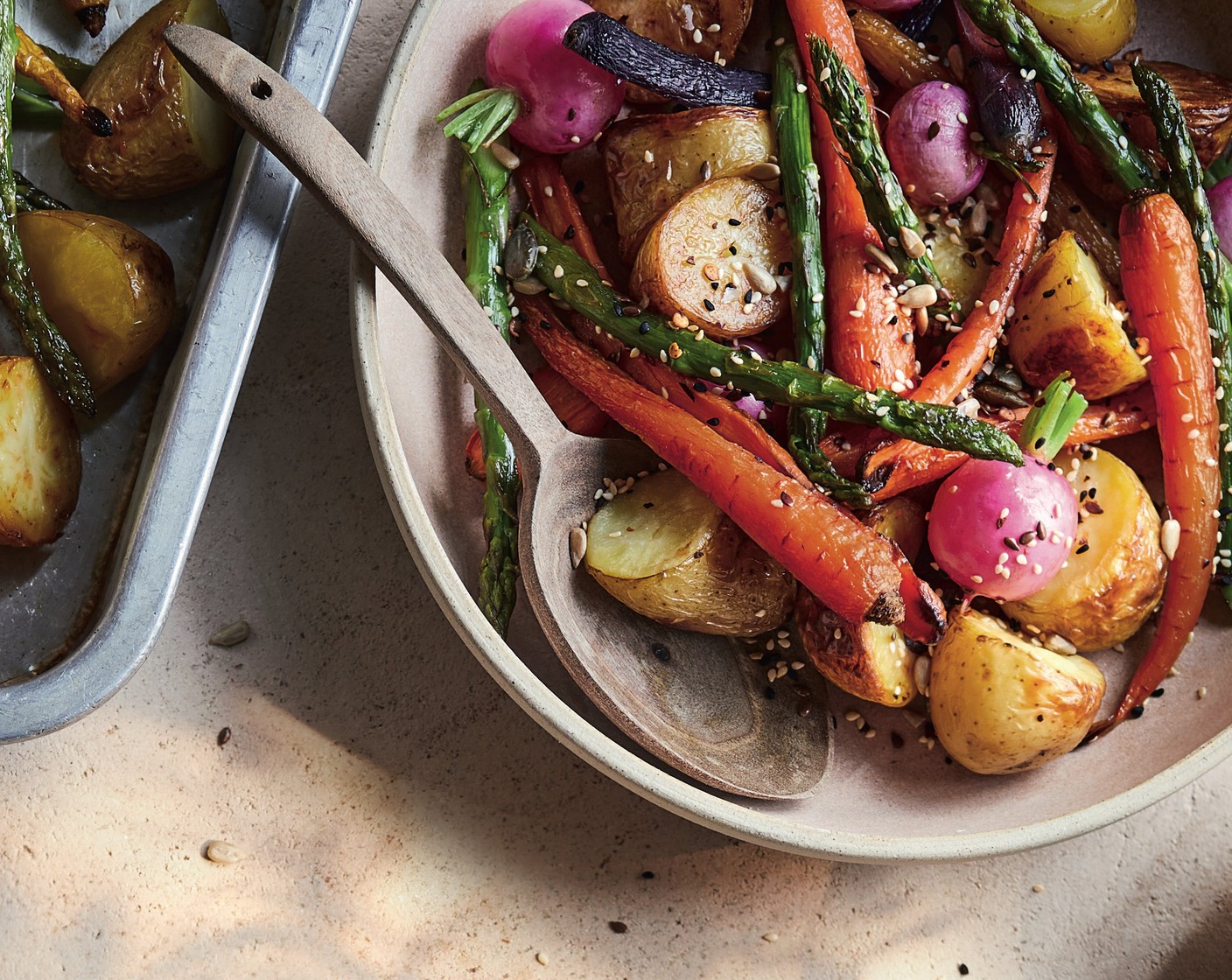 Roasted summer veg with labneh and crunchy seeds Recipe | M&S