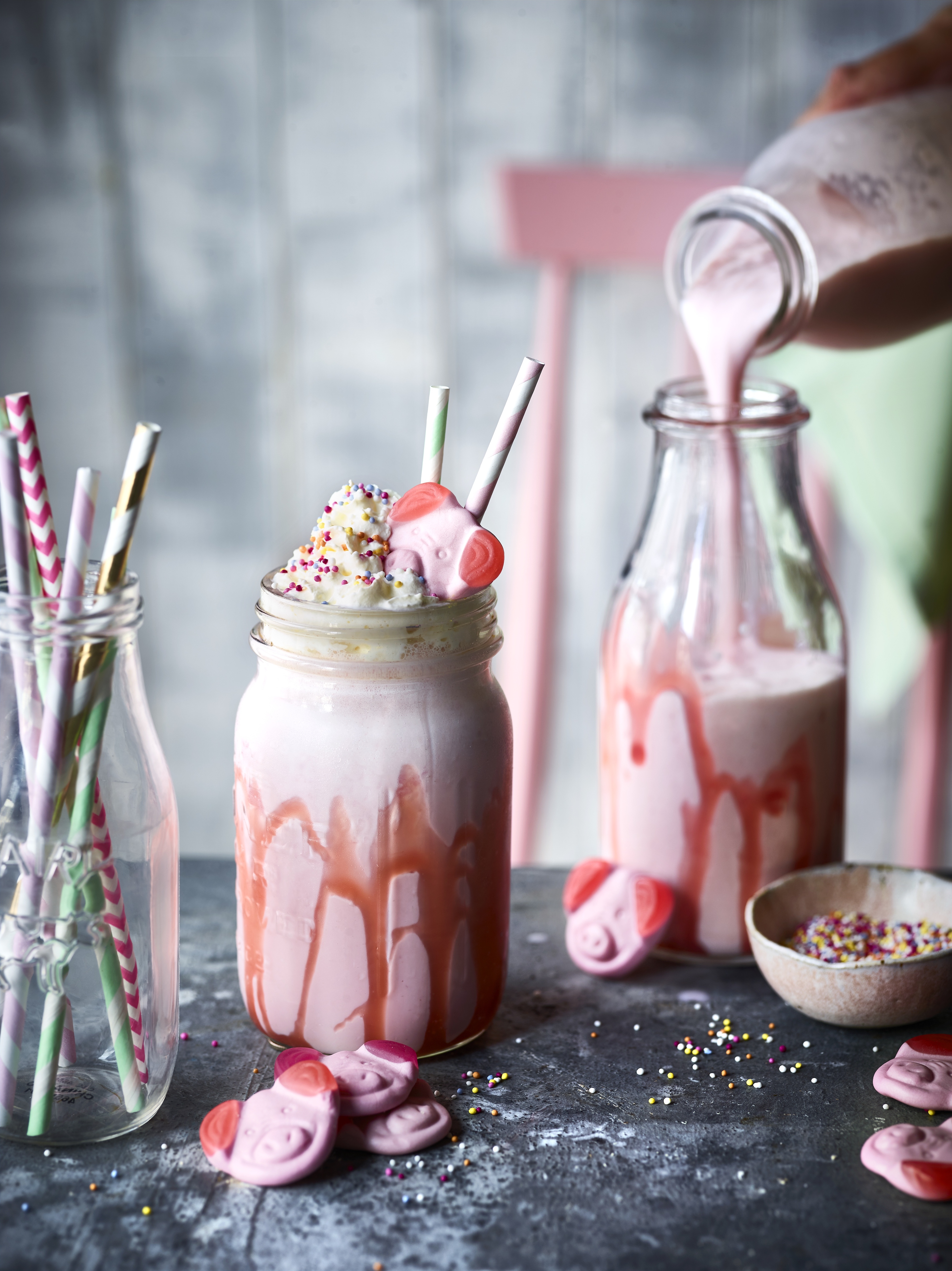 Percy Pig milkshake