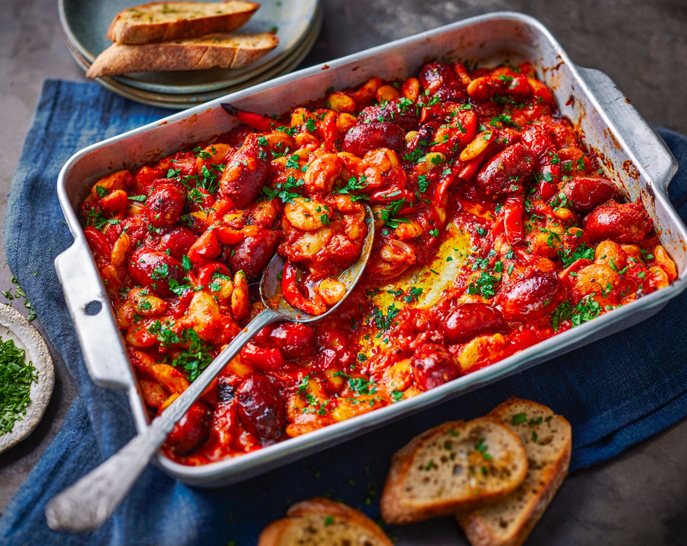 Spicy Calabrian Sausage Traybake | Recipes | M&S Recipe | M&S