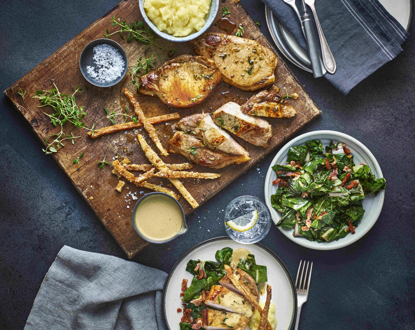 Pork chops and spring greens Recipe | M&S