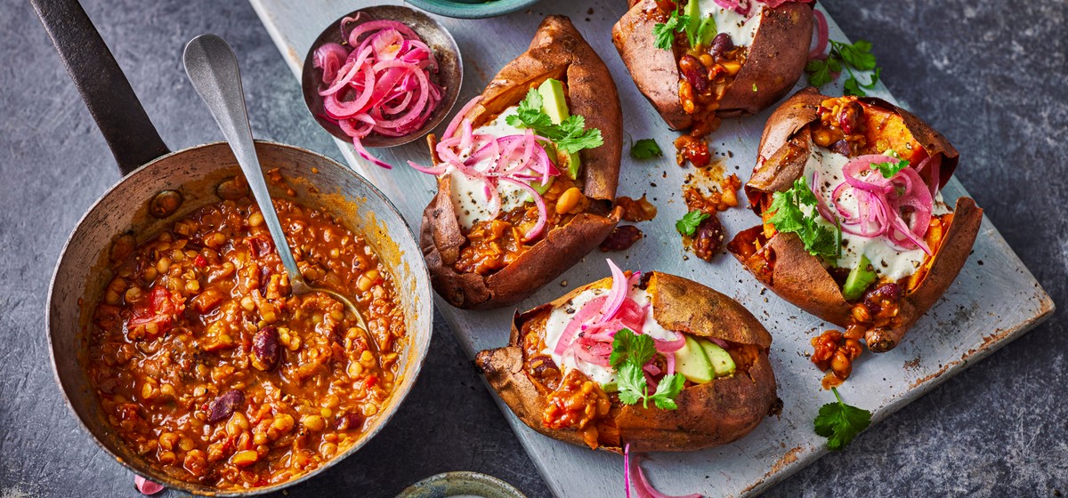 Vegetarian Chilli With Sweet Potato Jackets Recipe | M&S Recipe | M&S