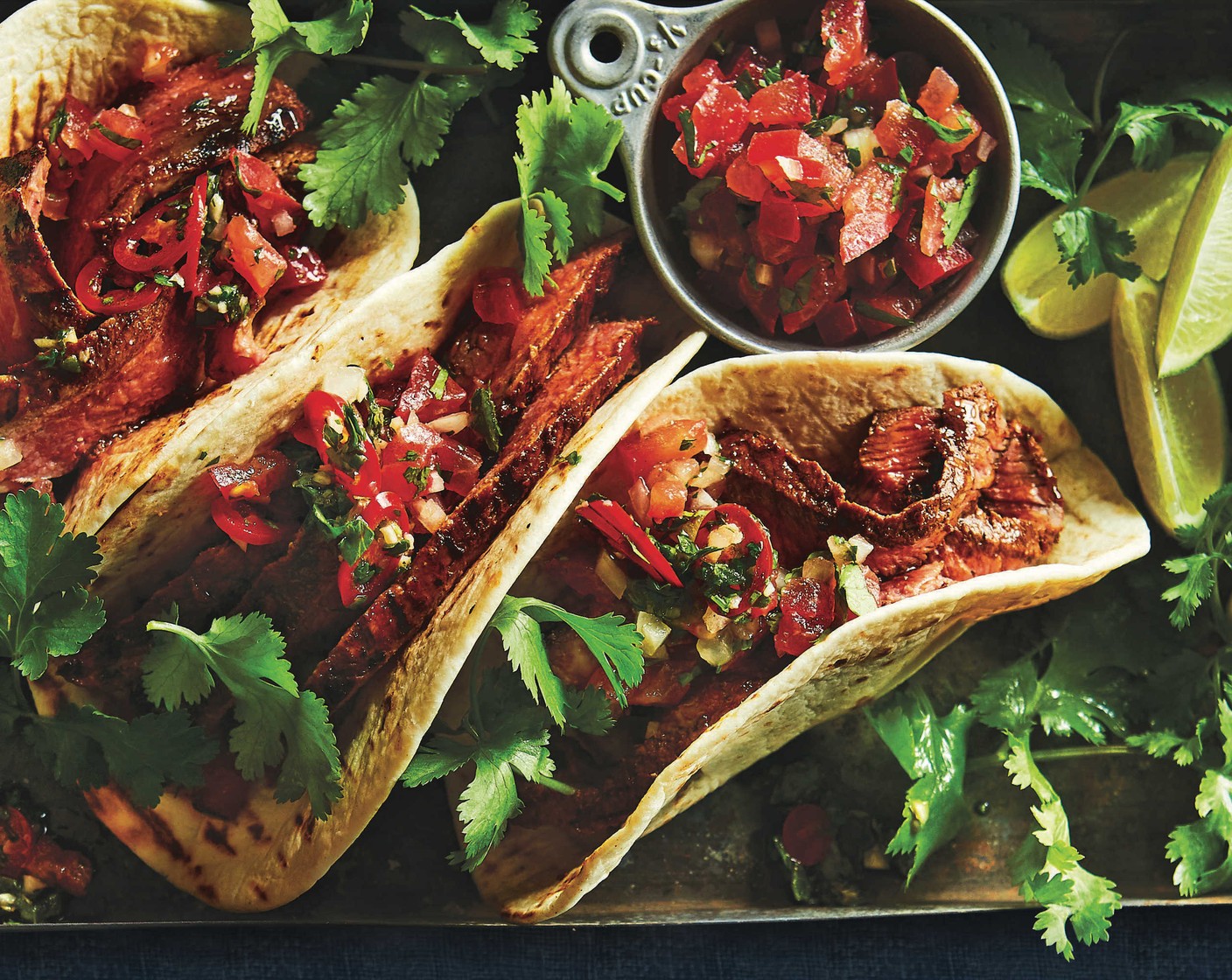 Ancho chilli steak tacos with chimichurri Recipe | M&S