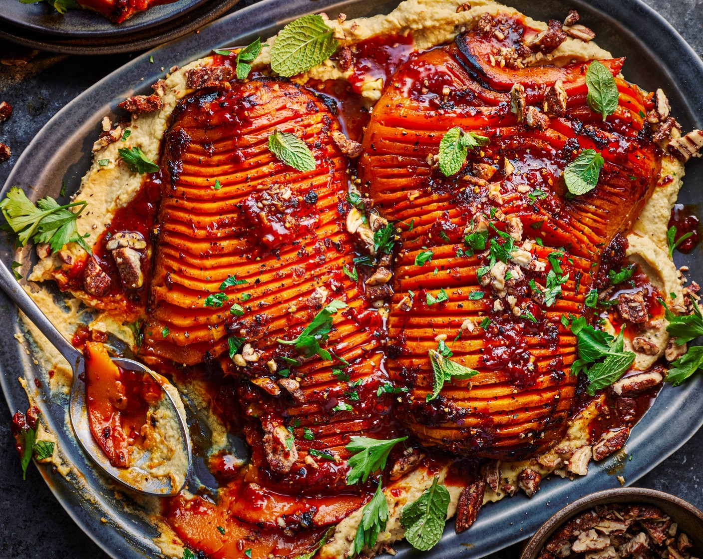 Rose Harissa Hasselback Squash | Recipes | M&S Recipe | M&S