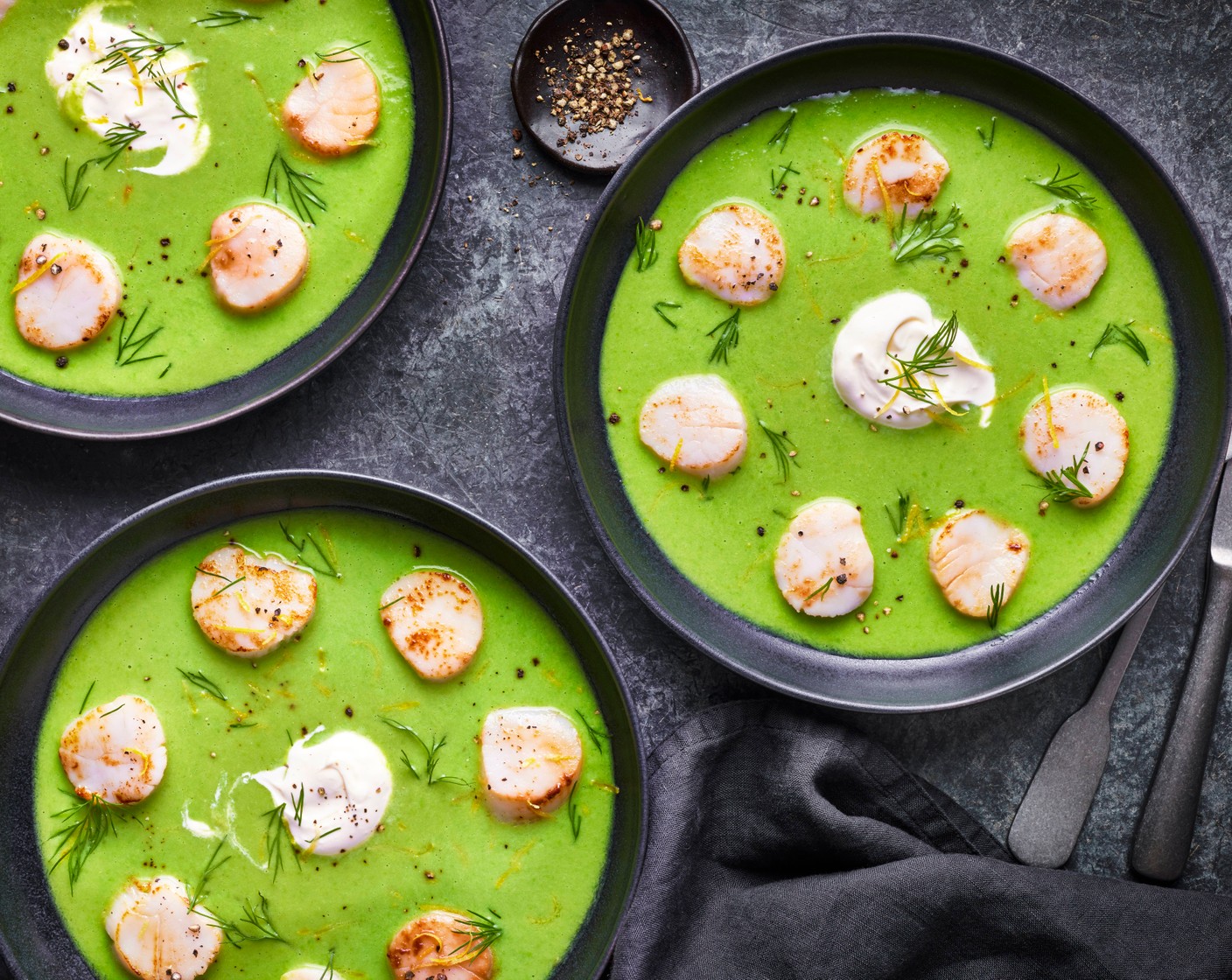Pea and Dill Soup with Poached Scallops | Recipes | M&S Recipe | M&S