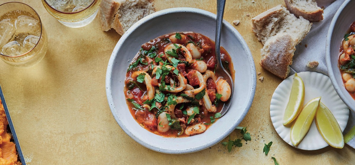Squid, Chorizo and Butter Bean Stew Recipe | M&S Recipe | M&S