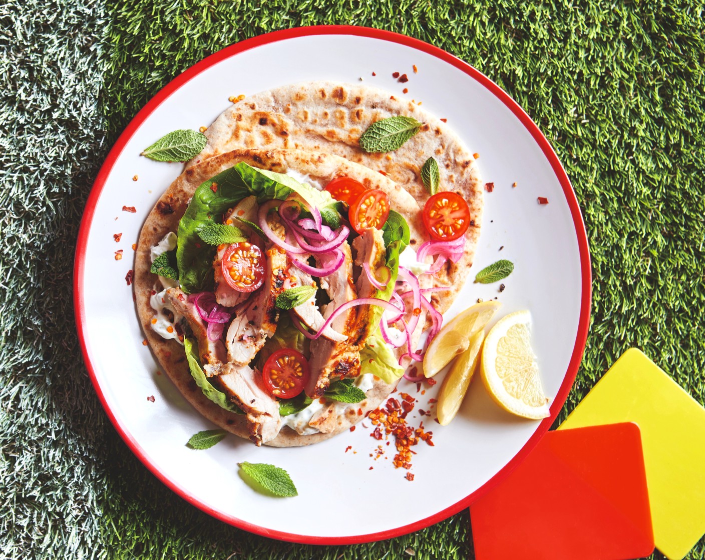 Greek-Style Chicken Flatbreads with Tzatziki | Recipes | M&S Recipe | M&S