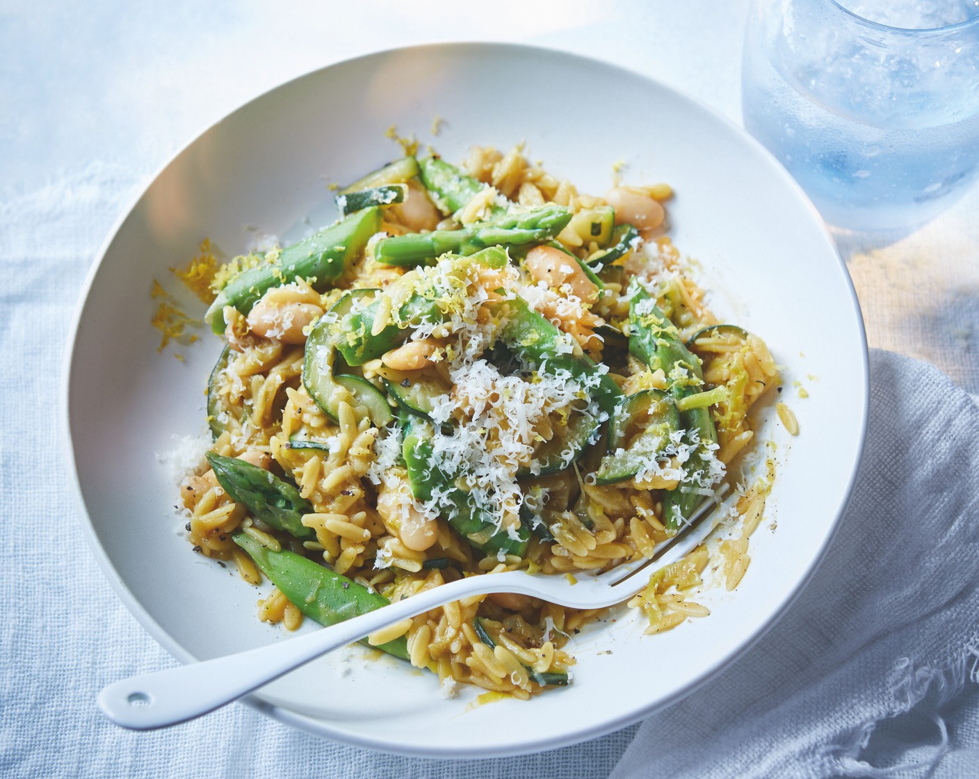 Creamy orzo with slow-cooked courgettes and asparagus Recipe | M&S