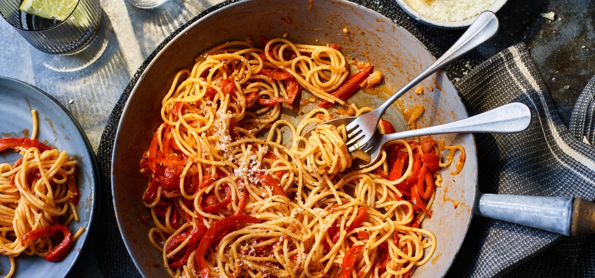 Slow-Cooked Red Pepper Spaghetti Recipe | M&S Recipe | M&S