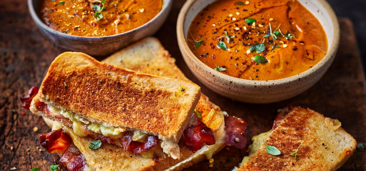 Bloody Mary Soup with Brie and Bacon Toastie | Recipes | M&S Recipe | M&S