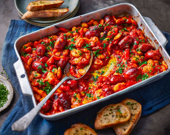 Spicy Calabrian Sausage Traybake Recipe | M&S Recipe | M&S
